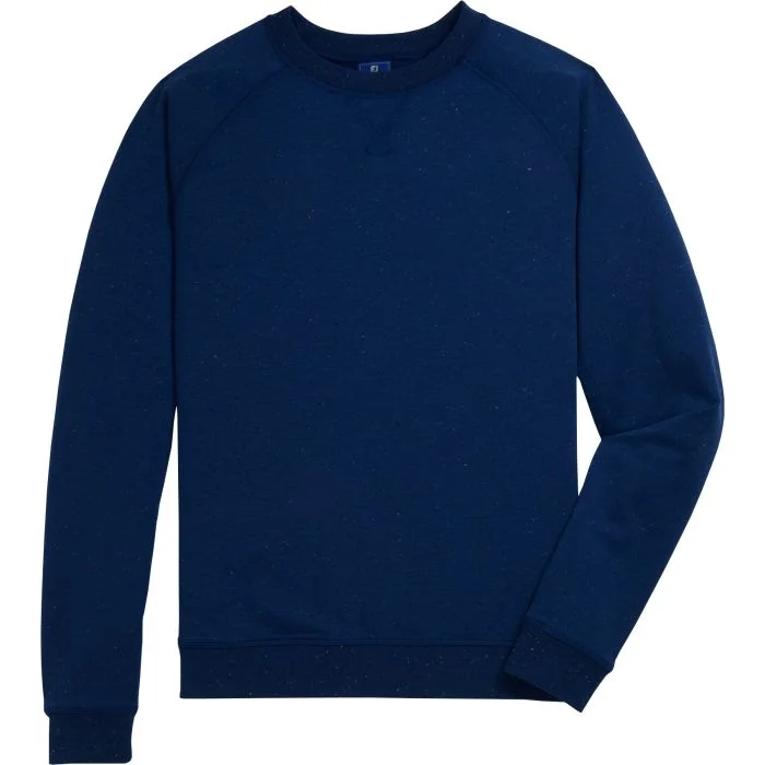 FootJoy French Terry Crewneck Golf Sweater Navy Tweed - Carl's Golfland