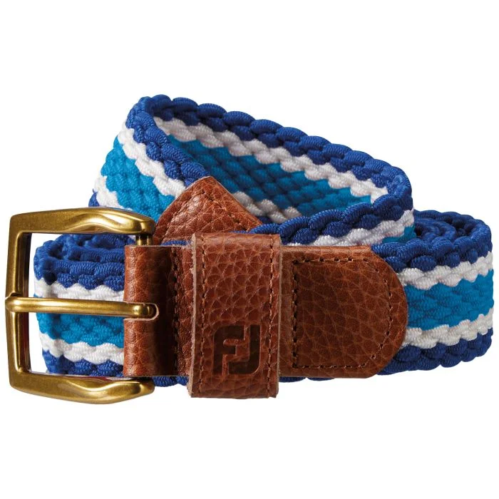 FootJoy Striped Braided Golf Belt Deep Blue/White/Ocean - Carl's Golfland